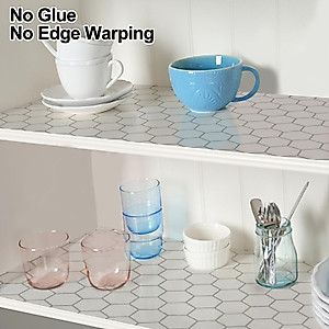 Drawer and Shelf Liner for Kitchen Cabinets: Non Adhesive, Non Slip, Thick Strong Grip Waterproof Washable for Kitchen Cabinets, Drawer, Fridge, Wire Shelving (Silver Geometry, 12 in × 10 FT)