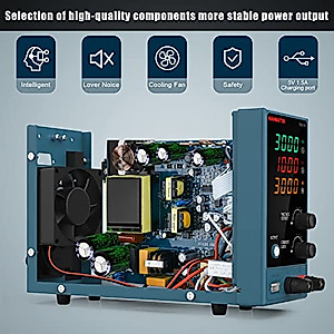 Adjustable DC Power Supply (0-30 V 0-10 A) with Output Enable/Disable Button HANMATEK HM310 Mini Variable Switching Digital Bench Power Supply with USB Charging