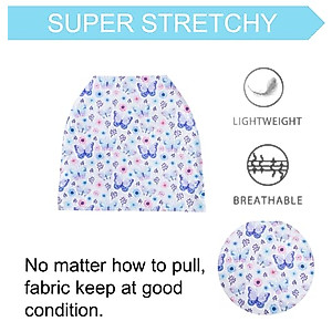 Baby Car Seat Covers Canopy Cover, Stretchy Car Seat Covers for Babies, Soft Jersey Nursing Breastfeeding Cover, Multi-use Cover Infant Carseat Canopy, Baby Boys & Girls Shower Gifts (Butterfly)