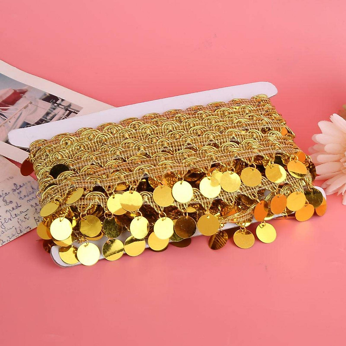 Belly Dance Hip Scarf, 10 Yards Belly Dance Tassel with Bling Sequins, Belly Dance Costume Accessory for Women