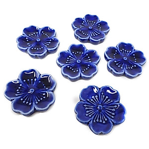 Honbay 6PCS Elegant Cherry Blossom Ceramic Chopsticks Rest Rack Stand Holder for Chopsticks, Forks, Spoons, Knives, Paint Brushes (Yellow)