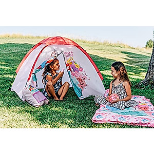 Exxel Outdoors Disney Princess Kids Camp Set - Tent, Backpack, Sleeping Bag and Flashlight - 4 Piece Indoor/Outdoor Princess Kids Set,Multi,D-4SLGFL20PRN