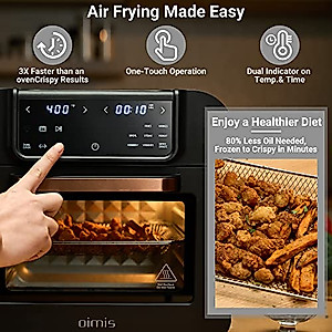 Air Fryer Oven OIMIS, 17QT 9-in-1 Countertop Smart Air Fryer Toaster Oven with Rotisserie, Dehydrator, Digital LED Screen, Countertop Convection Oven, 6 Accessories, 1500w, Black, ETL Certified