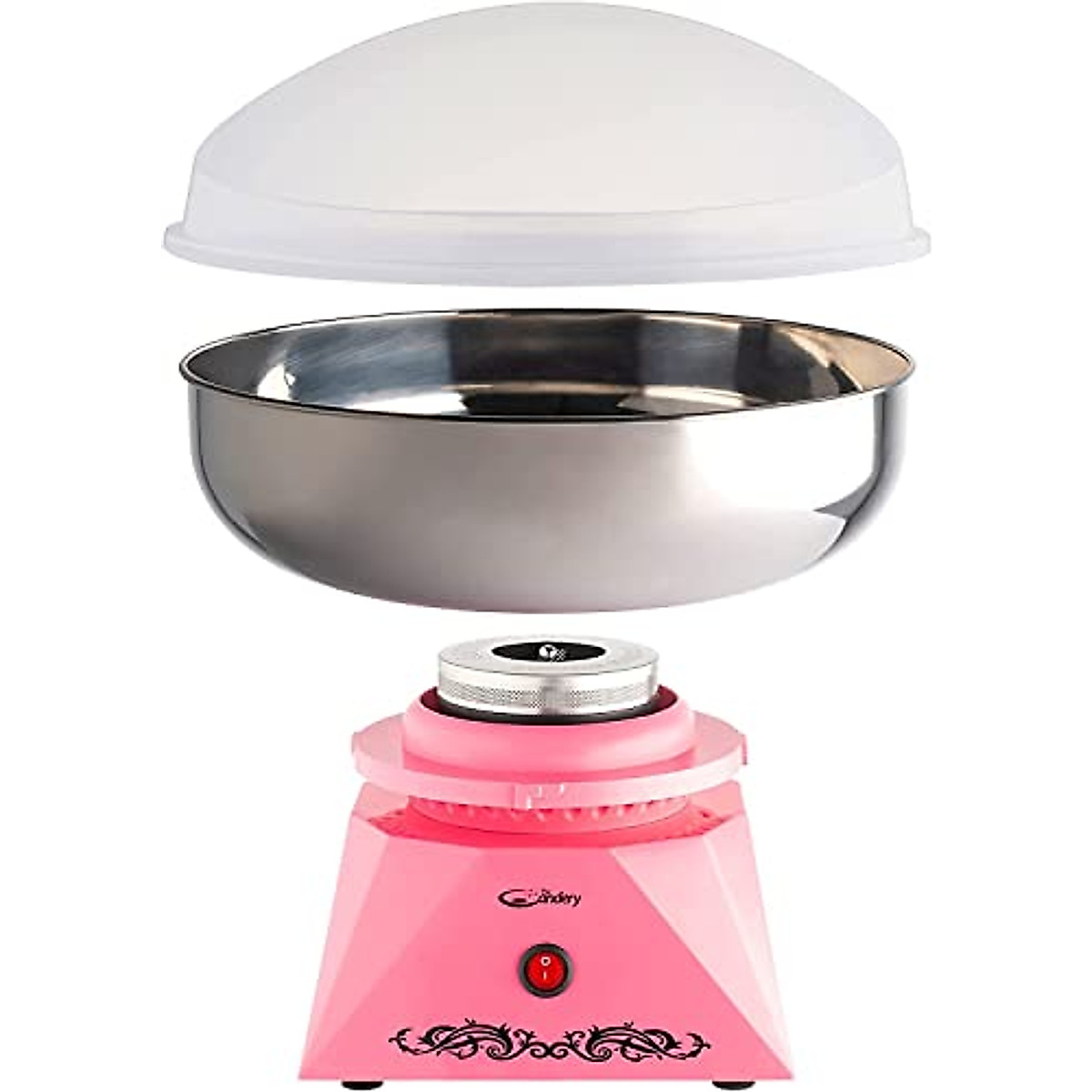 Cotton Candy Machine with Stainless Steel Bowl 2.0 - Cotton Candy Maker, 10 Cones & Sugar Scoop - Nostalgic Household Cotton Candy Machine for Kids, Birthday Party - Use with Floss Sugar, Hard Candy- By The Candery