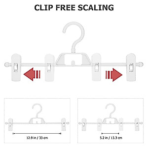 VOSAREA 10pcs Pants Hangers Plastic Skirt Hanger with Non- Slip Clips Trouser Clip Hangers for Heavy Duty Ultra Thin Space Saving White