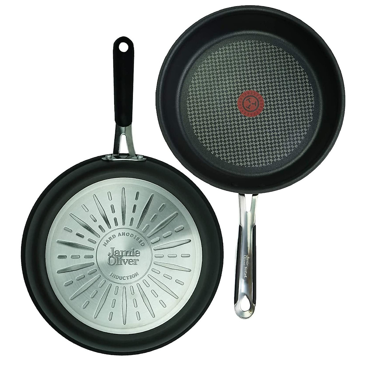 Tefal Jamie Oliver E75604 Frying Pan with Lid, 24 cm, Induction, 4-Piece Set, Frying Pan Non-Stick Coating, Oven-Safe, Dishwasher Safe, for All Types of Cookers, Includes Spatula