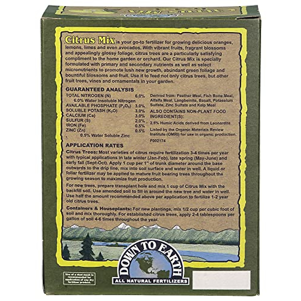 Down to Earth Organic Citrus Fertilizer Mix 6-3-3, 1 lb