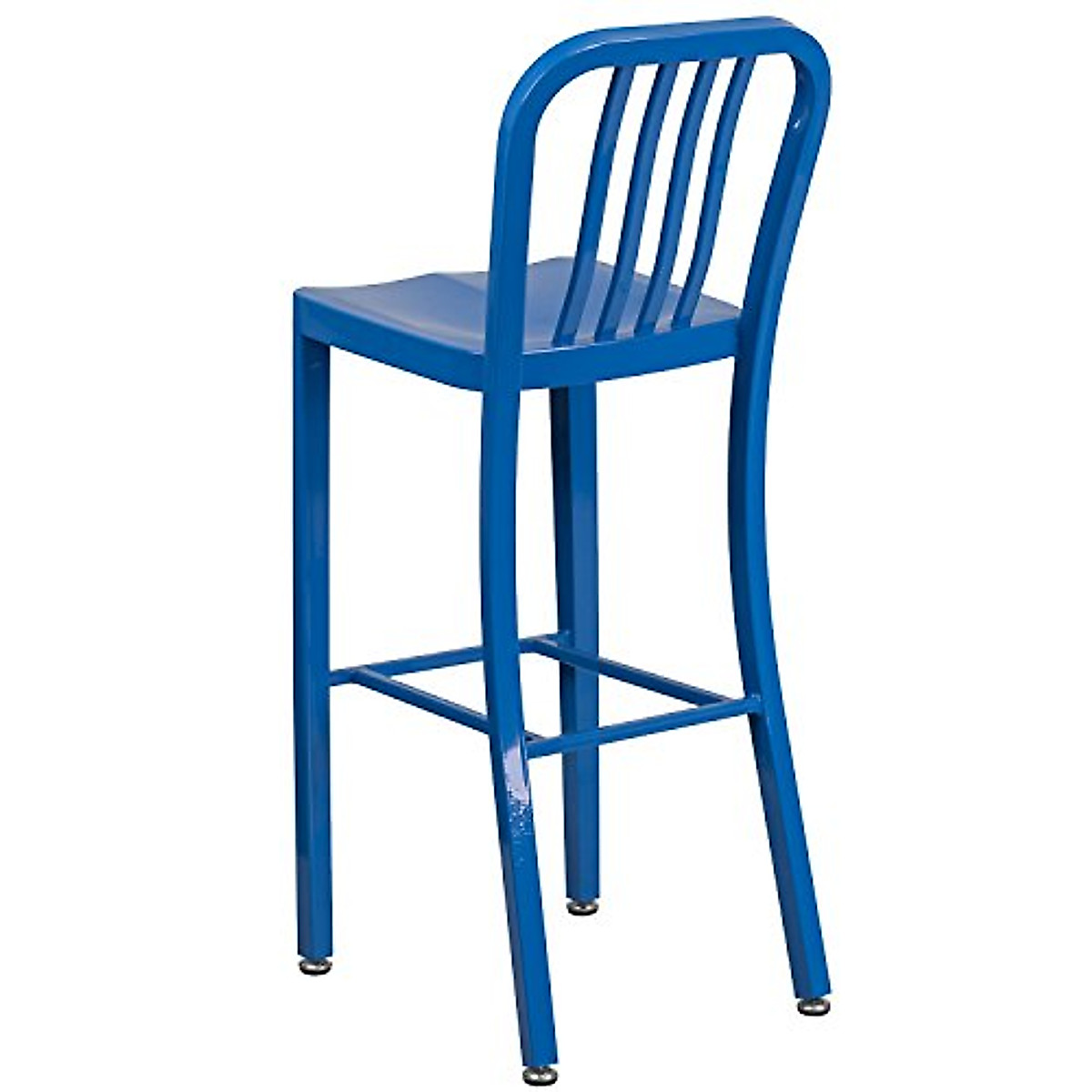 Flash Furniture Commercial Grade 30" High Blue Metal Indoor-Outdoor Barstool with Vertical Slat Back