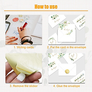 WLIEYEE 48 Pack Thank You Cards with Envelopes and Stickers, 6x4 Inch Watercolor Greenery Gold Foil Design Thank You Blank Notes for Engagement, Bridal Shower, Business, Funeral Wedding, Baby Shower, Graduation (Greenery-gold)