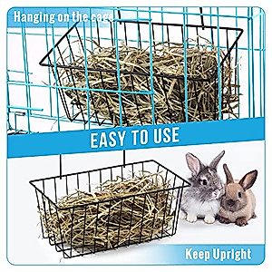 4 Pack Rabbit Hay Feeder for Cage Bunny Hay Feeder Rack with Heavy Duty Hanging Hay Holder Metal Bunny Hay Rack Holder for Bunny, Chinchillas Guinea Pig Cage Accessories, 10.8 x 5.9 x 4.5 Inch