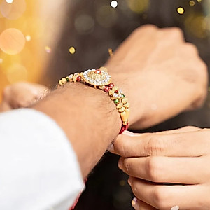 CRAFTONE Set of 12 Beautiful Assorted Design Traditional Rakhi for Brother, Designer Rakhi Set for Raksha Bandhan, Rakhi Thread Bhaiya Bhabhi Sister Rakhi Band for Rakshabandhan with Roli Chawal