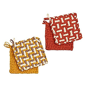 Mud Pie Woven Pot Holder, Yellow, 8" x 8"