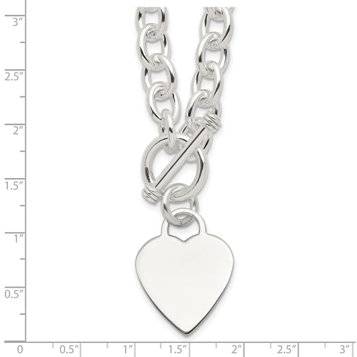 IceCarats 925 Sterling Silver Engraveable Heart Love Link Chain Necklace Toggle Clasp