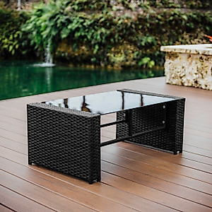 Nestl Wicker Outdoor Furniture Set - 4 Piece Patio Set (Grey/Navy)