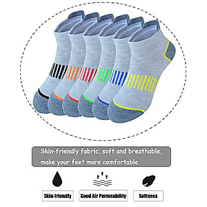 JAMEGIO Boys Socks 12 Pairs Ankle Athletic Sock Half Cushion Low Cut socks for Little Big Kids Size Age 3-10 Years(5-7 Years)