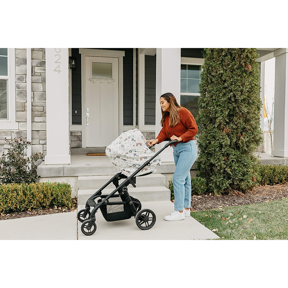 Copper Pearl Multi-Use Cover: Car Seat Covers, Nursing Cover, and Stroller Cover for Sun - Stretchy Fabric, All-Season Use, Stylish Designs, Easy Access for Moms - Jo