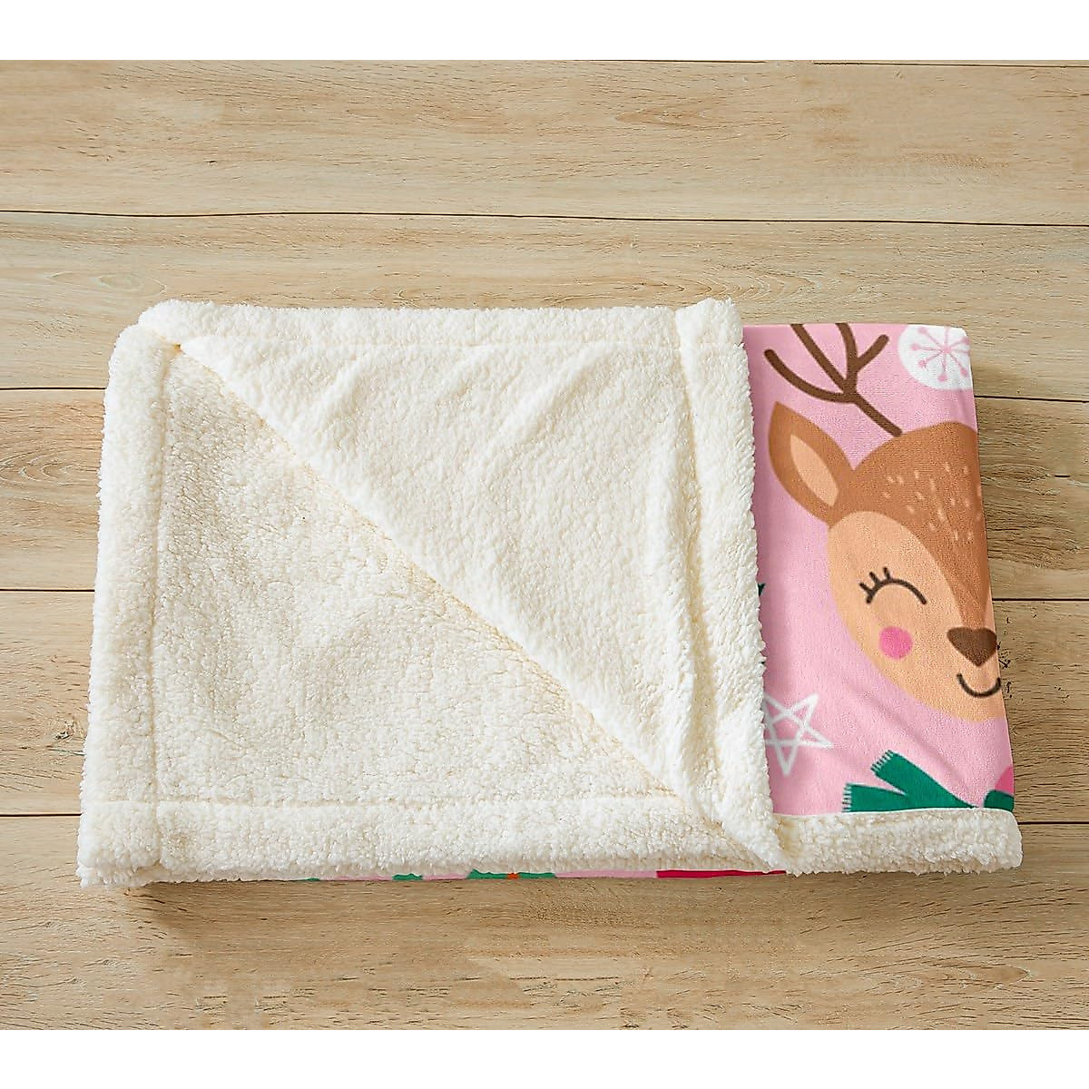 Feelyou Kids Pink Merry Christmas Fleece Throw Blanket 40"x50" Merry Christmas Tree and Snowman Sherpa Blanket for Boys Girls Xmas Plush Blanket Snowflake Holiday Plush Blanket