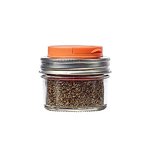 Jarware Spice Lids for Regular Mouth Mason Jars, Set of 2, Orange and Blue