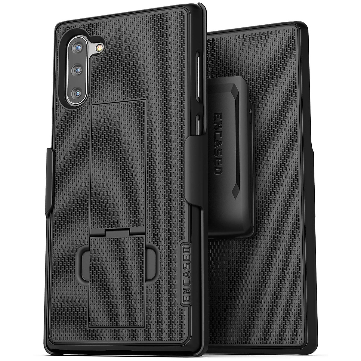Encased Galaxy Note 10 Plus Belt Clip Case (2019 DuraClip) Ultra Slim Cover with Holster, Matte Black (Samsung Note 10+)
