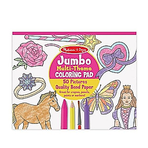 Melissa & Doug Jumbo 50-Page Kids' Coloring Pad - Horses, Hearts, Flowers, and More - FSC Certified