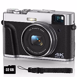VAHOIALD 4K Digital Camera for Photography, Autofocus 4K Camera with Viewfinder 16X Anti-Shake Video Camera Vlogging Camera for YouTube Compact Point and Shoot Digital Cameras with 32GB SD Card