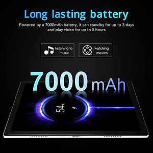 Tablet 10 Inch for Android 12.0, 6GB RAM 128GB ROM, 512GB Expand, Octa Core 4G LTE Tablets, 8MP+16MP, FHD 1920x1200, BT5.0, 7000mAh Fast Charge, 2.4G/5G WiFi (Silver)