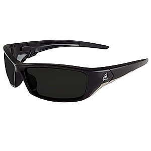 Edge SR116 Reclus Wrap-Around Safety Glasses, Anti-Scratch, Non-Slip, UV 400, Military Grade, ANSI/ISEA & MCEPS Compliant, 5.04" Wide, Black Frame/Smoke Lens