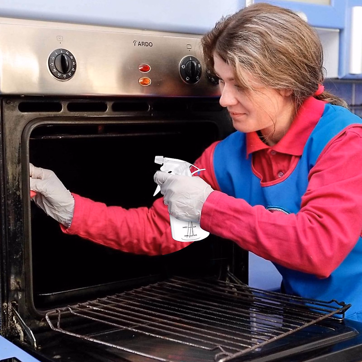 Worldity 24 Pcs Empty Plastic Spray Bottles 8 oz, Clear Spray Bottles, Mini Spray Bottles with Measurement Adjustable Nozzle, Refillable Spray Bottles for Hair Plant Kitchen Bath