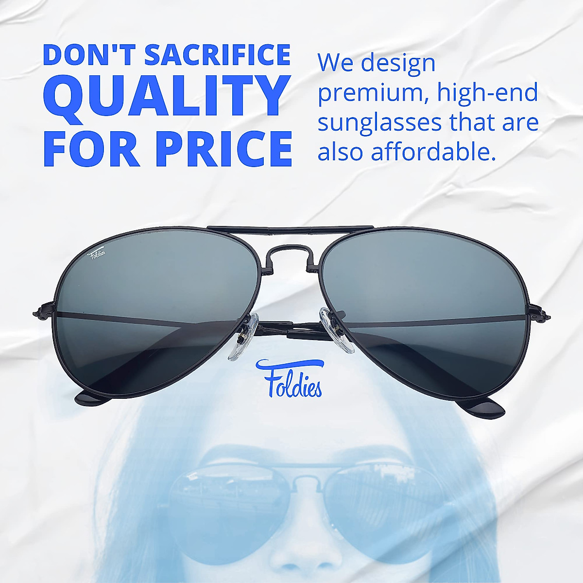 Foldies Aviator Folding Sunglasses Polarized, UV400, UVA, UVB Protection for Men Women, Folding Sunglasses Leather Case