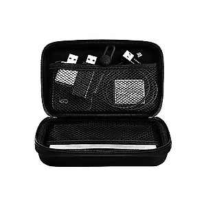 Premium Hard Shell Travel and Storage Case: Stylish and Protective Organizer for Earbuds, Earphones, Chargers, Cables, and Small Electronic Accessories - Black, with Accessory Pocket