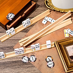 Hanaive Mexican Train Domino, Wooden Domino Racks Set, Domino Tiles Holders, Domino Trays and Accessories for Mexican Train