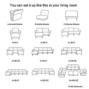 Modular Sectional Sofa Customizable Sherpa Fabric with Ottoman for Living Room