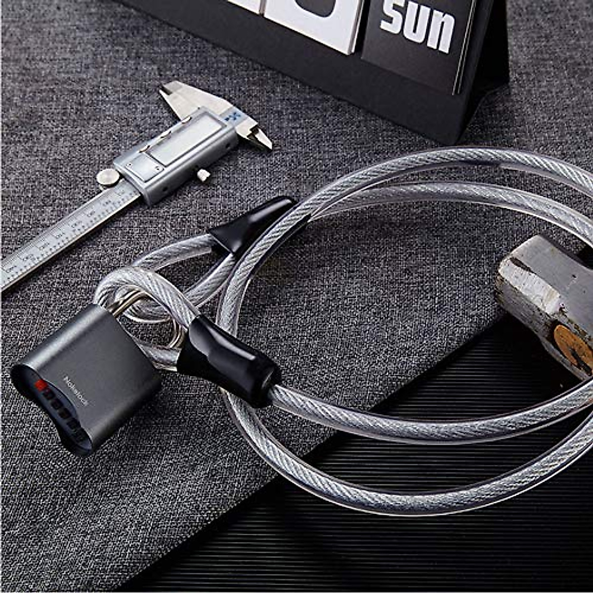 Stainless Steel Safety Cable,Double Loop Braided Steel Cable Flexible Lock Cable Lock 3/8 inch U-Lock,Padlock,Transparent Wire Rope with Ring, Electric Door, Bicycle,Glass Door Lock, Door Handle，