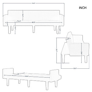 ManyStars 74.8''Modern Convertible, Futon Couch with Adjustable Back,Loveseats, Foam Filling Sofa Bed for Compact Living Room,Comfort and Flexibility,Light Gray, Twin Size Sleeper