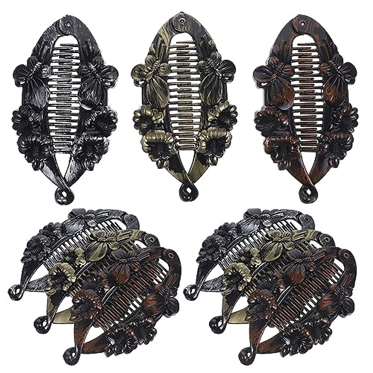 KALLORY Banana Hair Clips 9pcs Fishtail Hair Clips, Vintage Fish Shape Banana Clips Ponytail Hair Combs Clincher for Girls Girl Hair Clips