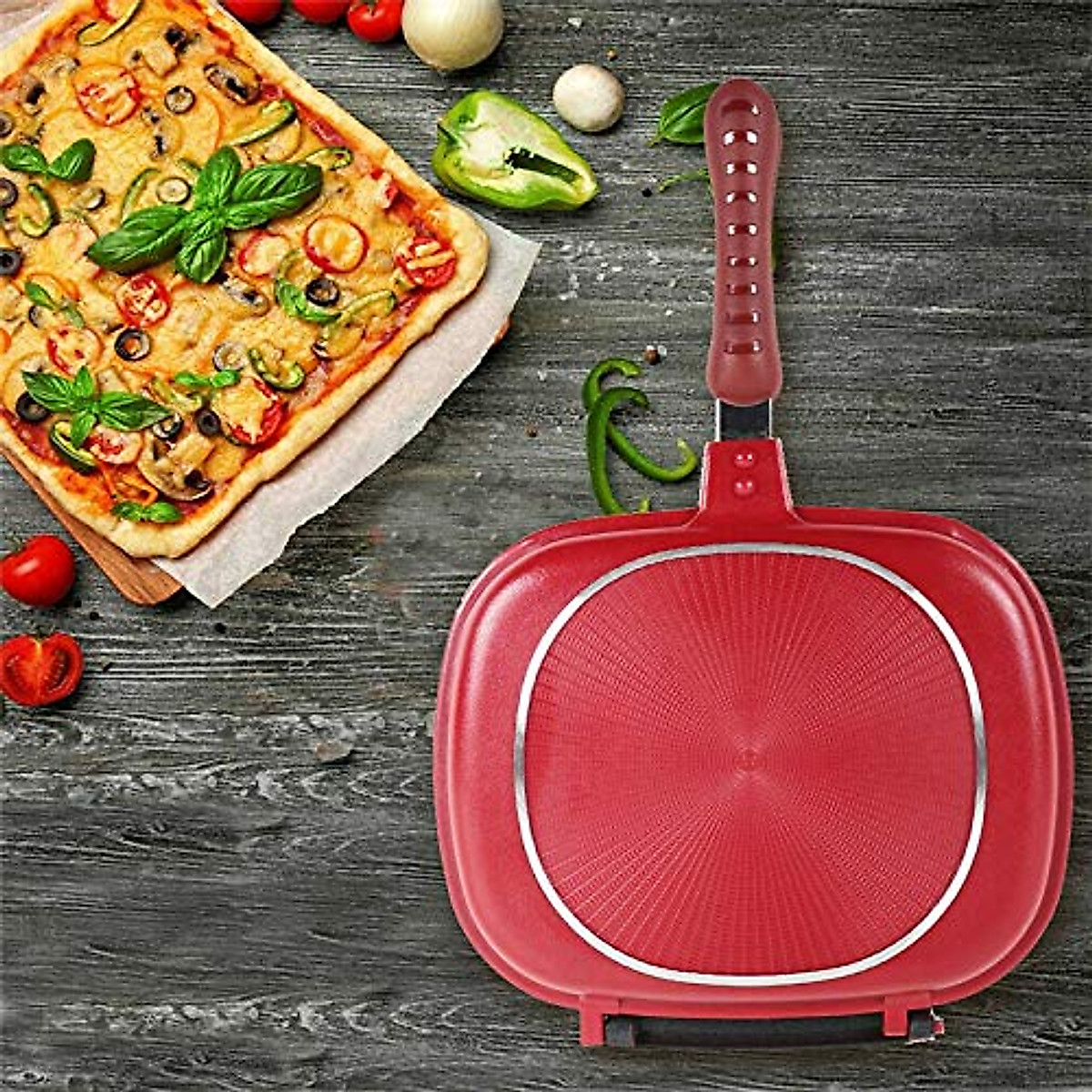 CHUNYU 32cm Double Side Grill Fry Pan Cookware Stainless Steel Double Face Pans Durable Pancake Pan Cookware Kitchen Pot