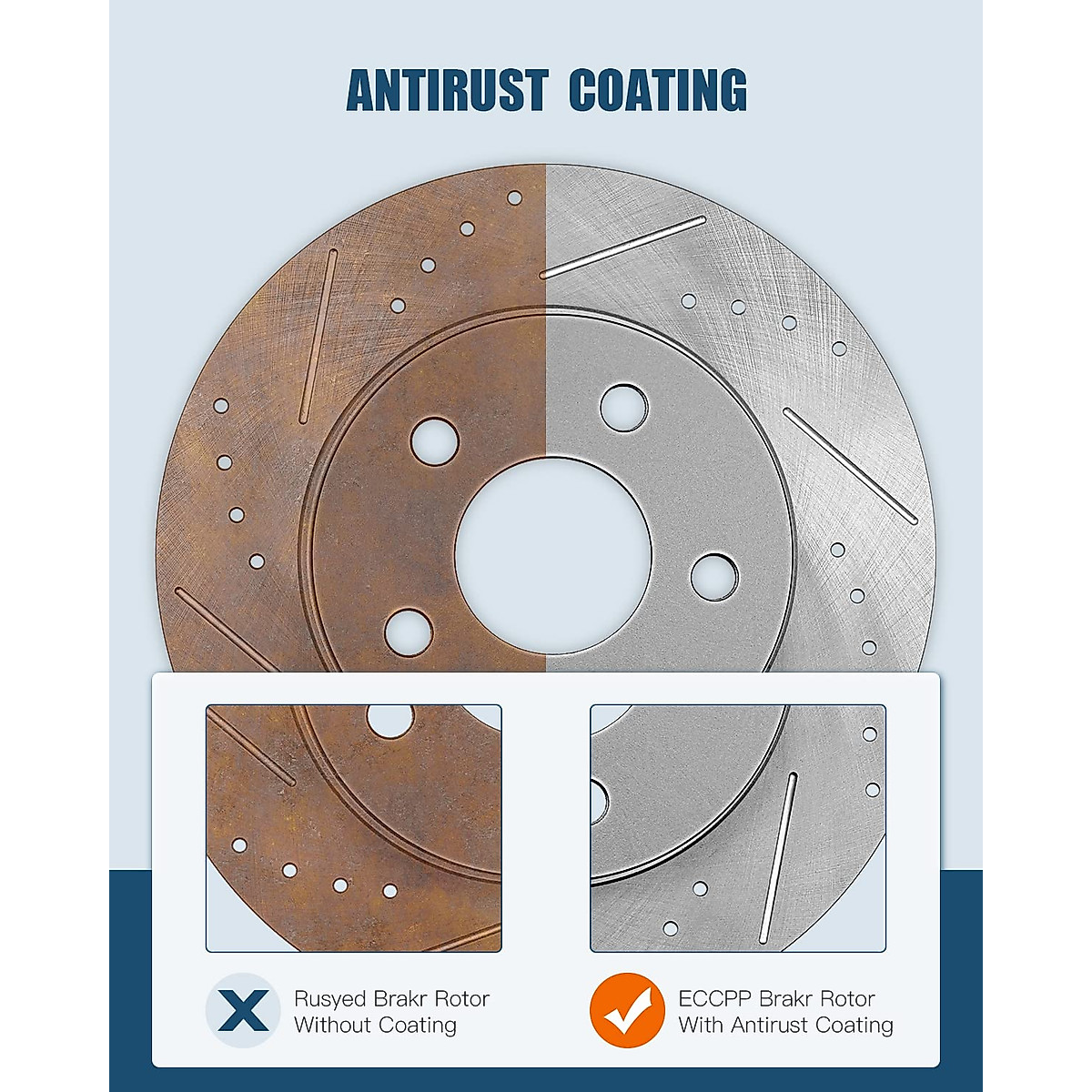 ECCPP 5-Lugs Vented-Silver Brake Rotors Ceramic Brake Pads - For Infiniti FX35 FX37 FX45 JX35 M35h M37 M56 Q50 Q60 Q70 Q70L QX60 QX70, for Nissan Murano Pathfinder Quest