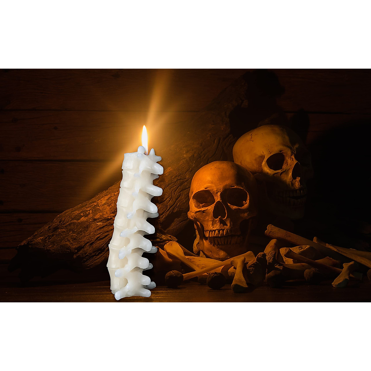 Kobi & Knight Spine Candle - Sandalwood Vanilla Scented Creepy Candles for Gothic Decor Gift - Ivory Spooky Vertebra Candle - Goth Decoration for Halloween - Large 8" Witchy Candle
