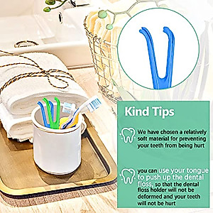 Dental Floss Holder Reusable Flosser Reusable Floss Handle Holder Flossmate Handle for Oral Clearing, Blue, Green (4 Pieces)