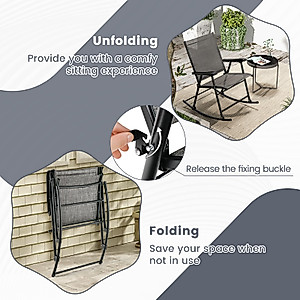 Giantex Folding Rocking Chairs Set of 2 - High Back Patio Rocking Chairs w/Armrests and Footrests, Breathable Back Rest, Portable Porch Rockers for Camping, Garden, Yard, Lawn, Max Load 330 LBS