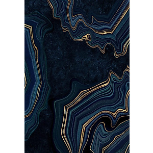 FNOIMO Black Gold Marble Area Rug, Luxurious Navy Blue Texture Washable Carpet, with Non-Slip Backing Large Rugs for Living Room Bedroom Dining Room Office - 5' x 8', Style-2