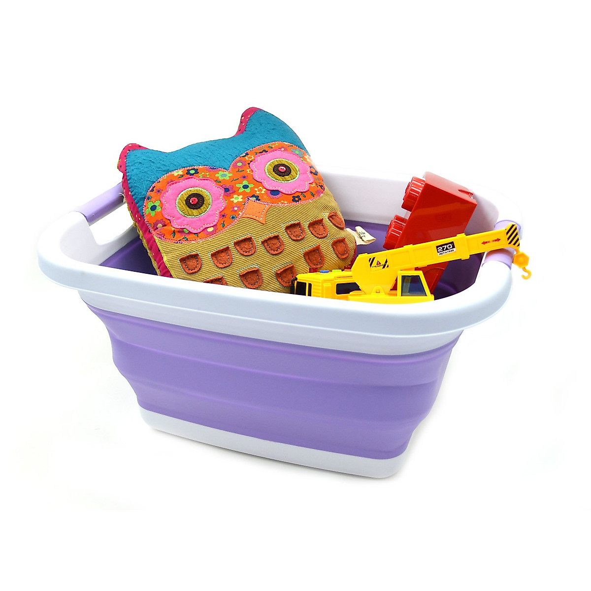 SAMMART Set of 2-25L (6,6 gallon) Collapsible Laundry Basket/Tub-Foldable Storage Container/Organizer-Portable Washing Bin-Space Saving Hamper, Water capacity: 20L (5.28 gallon) (2, Lt. Purple)