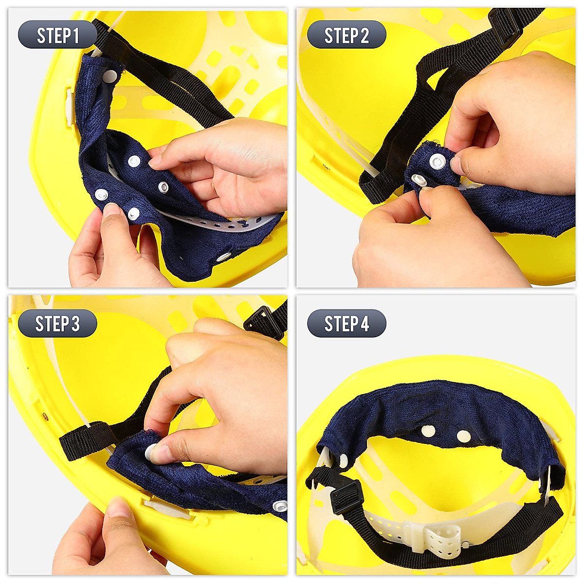 Funtery 12 Pieces Hard Hat Sweatband Washable Reusable Welding Helmet Sweatband 3 Colors Hard Hat Liner Helmet Accessories for Welding Safety (Dark Blue, Light Blue, Gray)