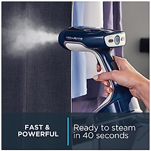 Rowenta DR8120 X-Cel Powerful Handheld Garment and Fabric Steamer Stainless Steel Heated Soleplate with 2 Steam Options, 1600-Watts, White/Blue