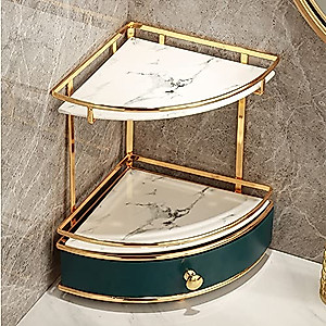 WINTENT 2 Tiers Corner Shelf Bathroom Organizer Countertop with Drawer