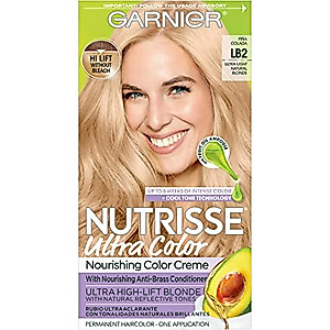 Garnier Hair Color Nutrisse Ultra Color Nourishing Creme, LB2 Ultra Light Natural Blonde (Pina Colada) Permanent Hair Dye, 1 Count (Packaging May Vary)