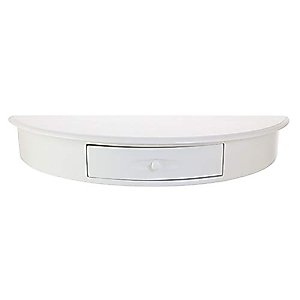 Pemberly Row Providence Morris Half Moon Shelf White Engineered Wood
