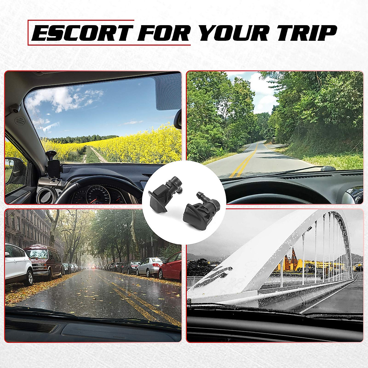 OTUAYAUTO Front Windshield Washer Nozzles, Replacement for Jeep Wrangler 2013-2018 Jeep Wrangler JK 2013-2023 - Replaces OEM #: 68164356AB, Spray Jet Kit (pack of 2)