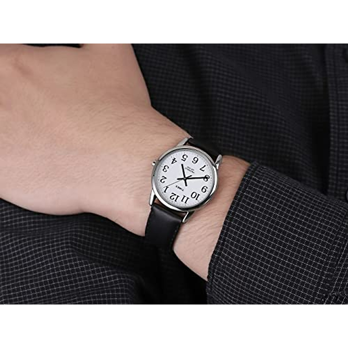 Timex Men's T205019J Easy Reader Black Leather Strap Watch