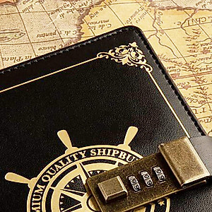 Diary And Notebook Digital Password Notebook Leather Binder Journal Combination Metal Code Lock Diary Print Bronzing Locking Journal Diary (Color : Black)